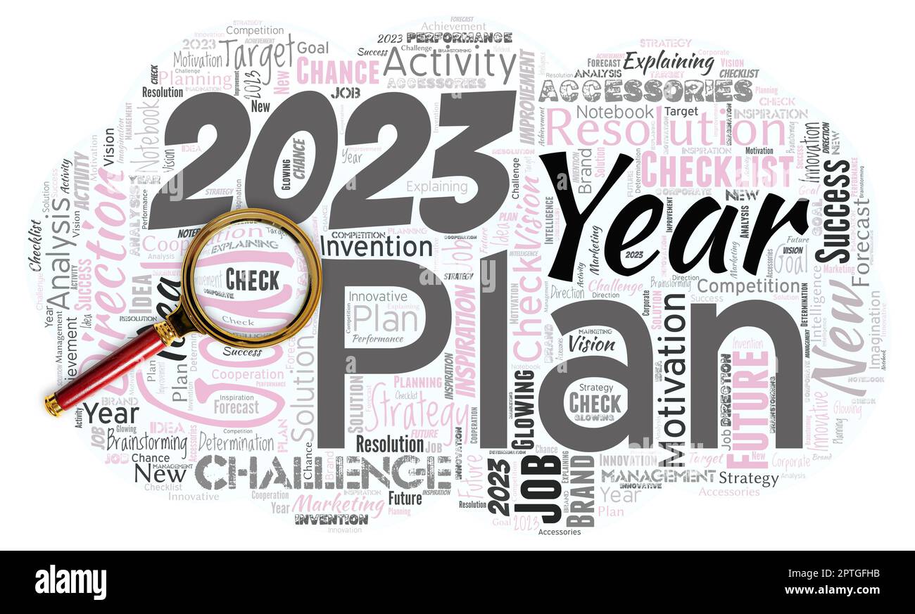 Big word cloud with word Plan. with magnifying glass Stock Photo - Alamy