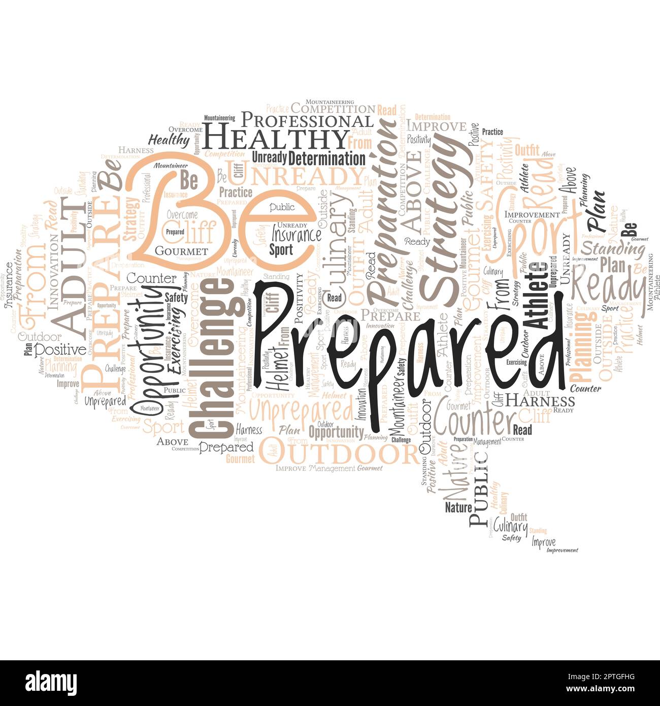 Big word cloud in the shape of speech bubble with words be prepared ...