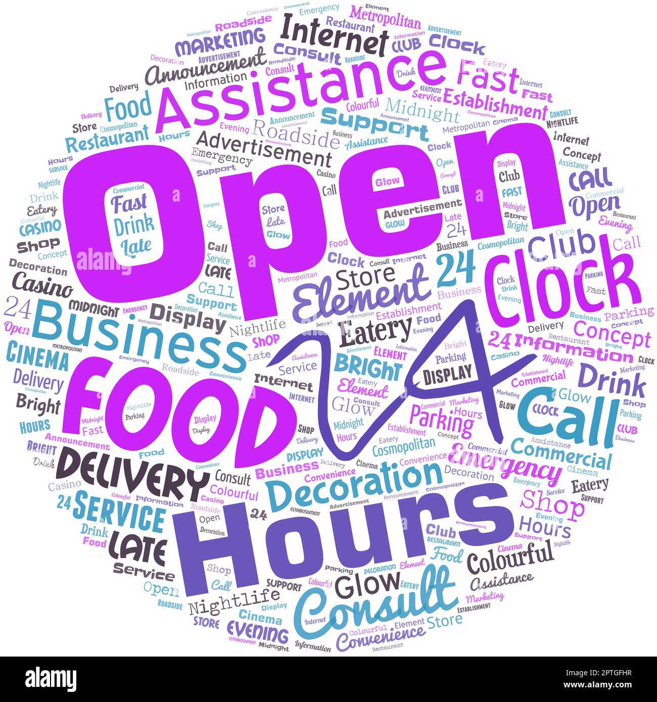24 hours service words hi-res stock photography and images - Alamy
