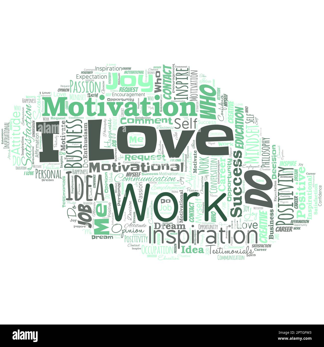 Big word cloud in the shape of cloud with words I love work Stock Photo ...