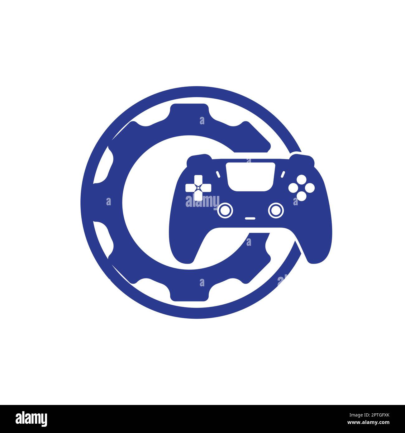 Gamepad repair vector logo design template. Gear with console icon ...