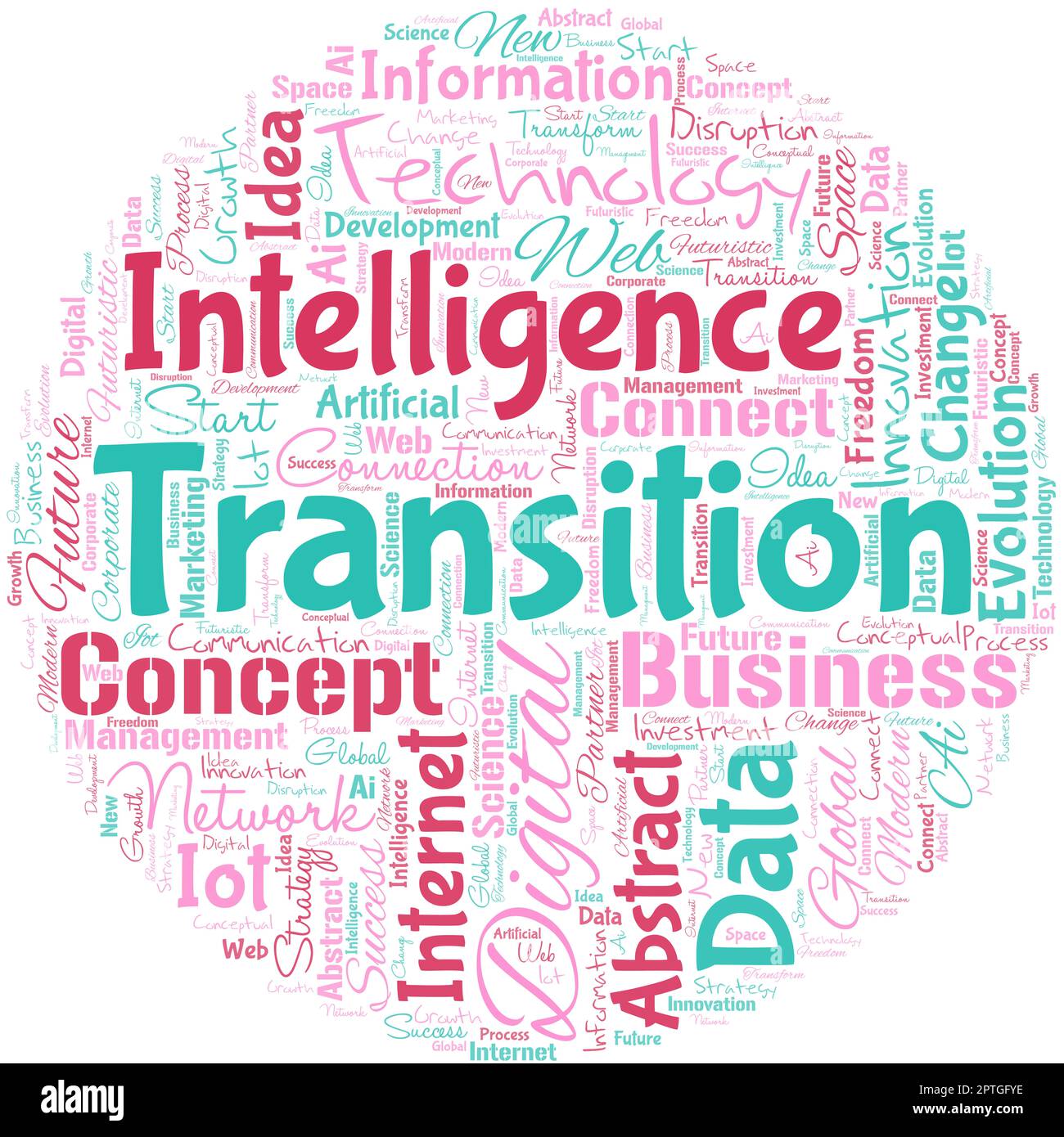 Big word cloud in the shape of circle with words transition Stock Photo ...