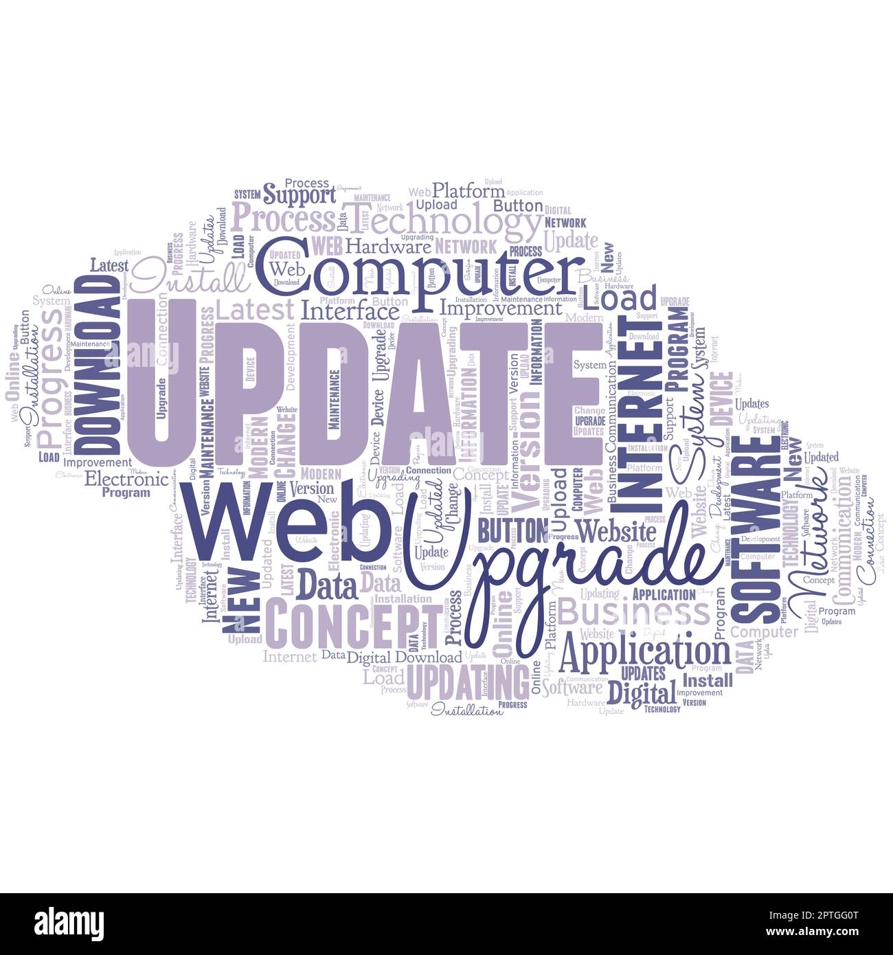 Big word cloud in the shape of UFO with word update Stock Photo - Alamy