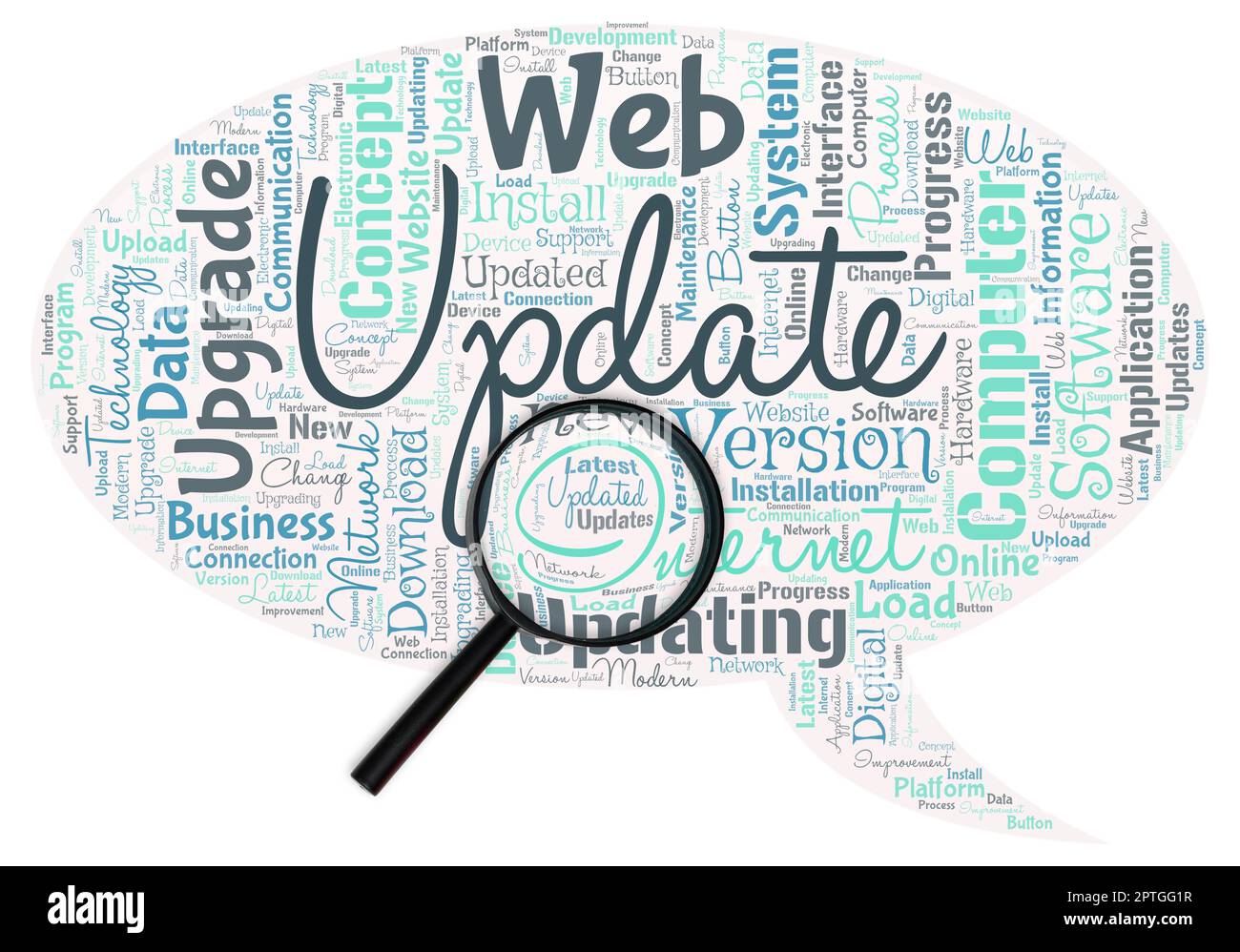 word cloud in the shape of chat box with magnifying glass with word ...