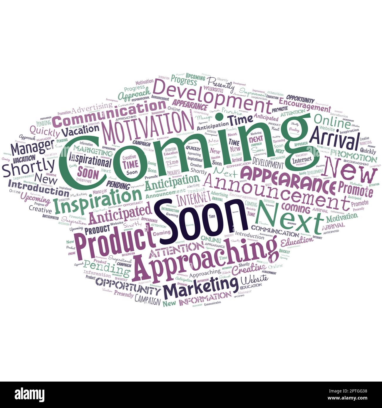 Big word cloud with words coming soon Stock Photo - Alamy
