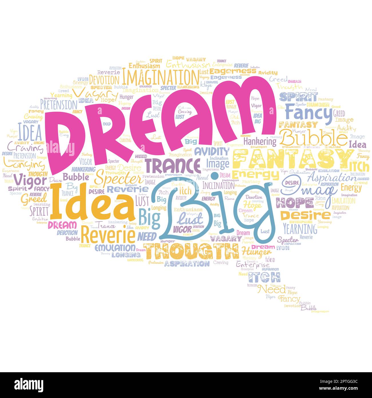 Big word cloud in the shape of speech bubble with words dream big Stock ...