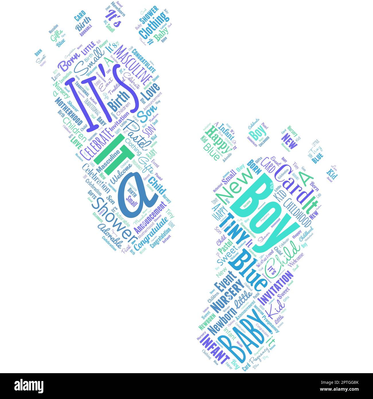 Big word cloud in the shape of feet with words It S A Boy Stock Photo ...