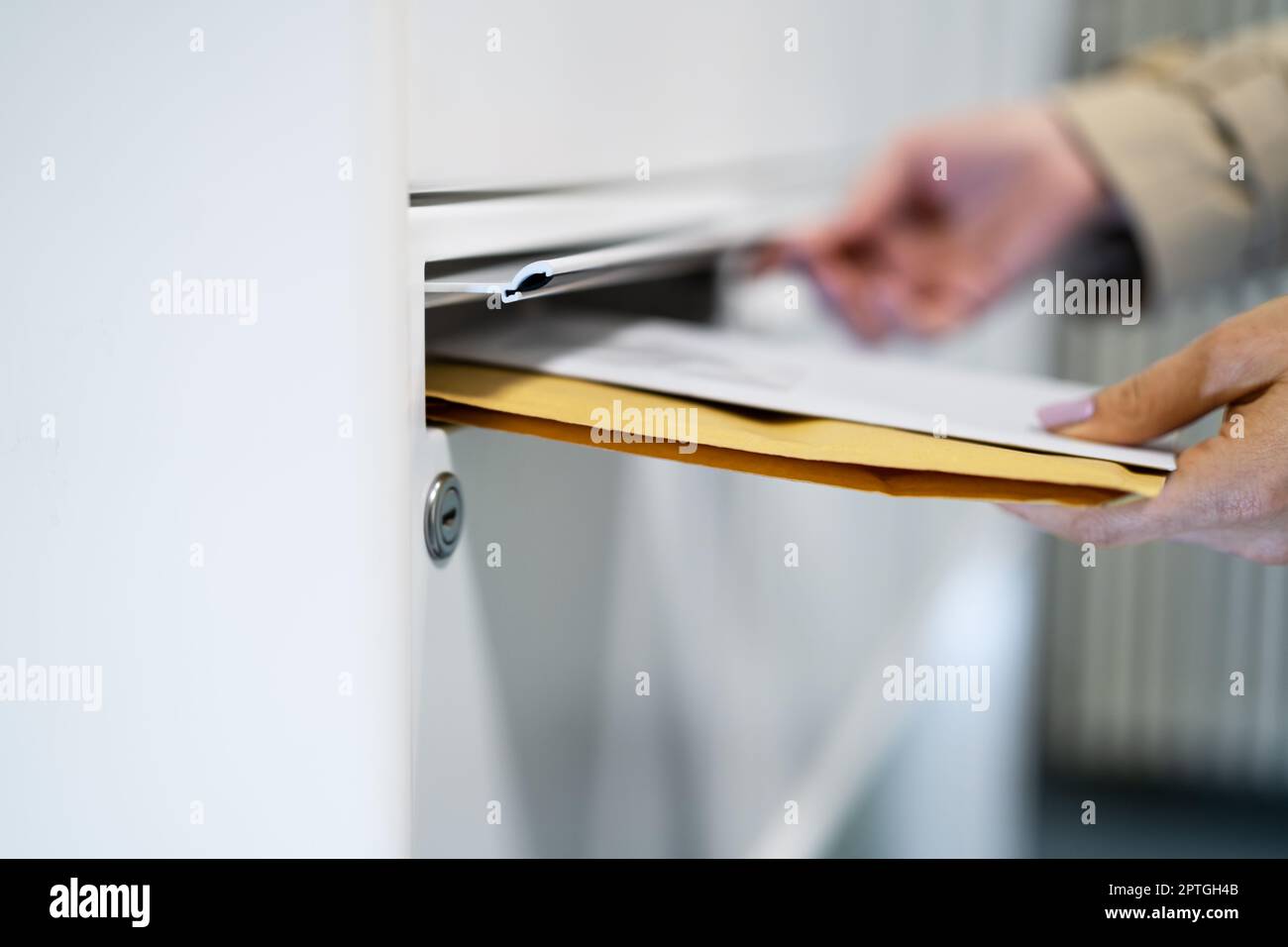 Envelope Document Letter Sending In Mailbox. Post Office Stock Photo ...