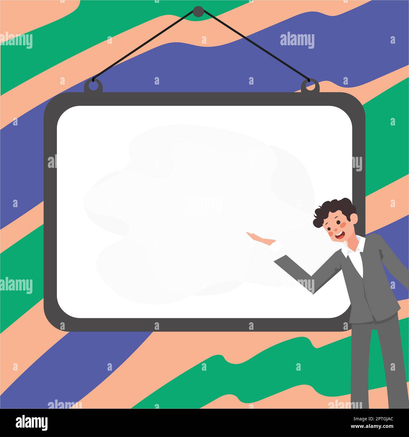 Presenter Drawing With Conversation Bubble Showing New Announcement ...