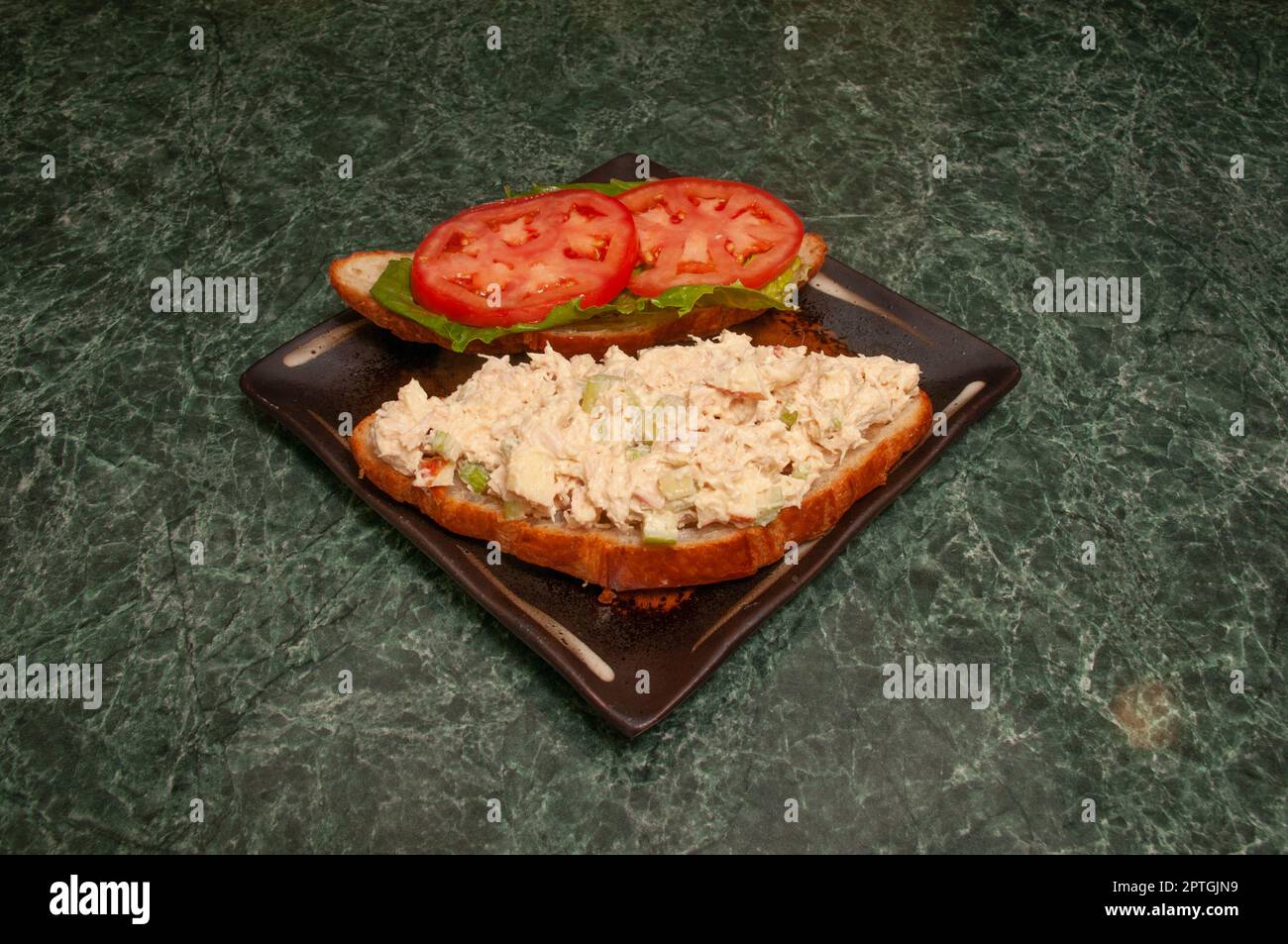 Delicious American lunch cuisine known as the chicken salad sandwich ...