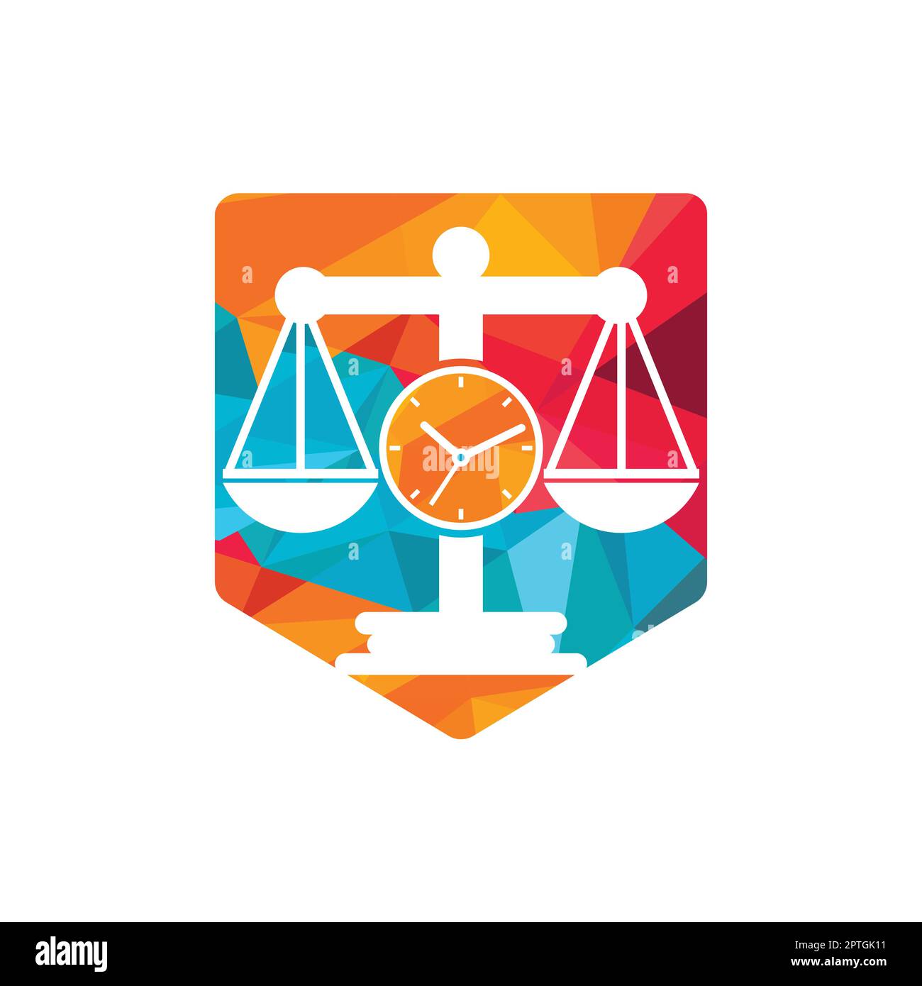Law time vector logo design. Scale with clock icon vector logo design ...