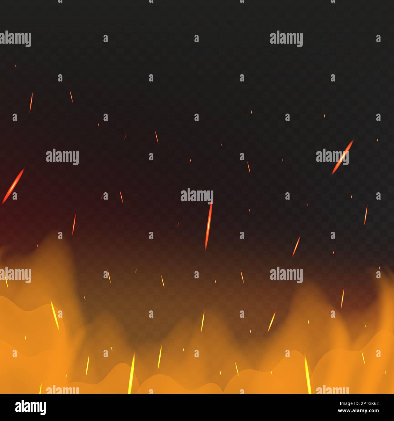 Realistic red-yellow fire on a dark background - Vector illustration ...