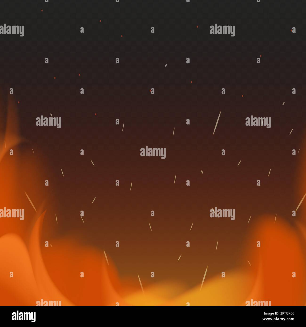 Realistic red-yellow fire on a dark background - Vector illustration ...