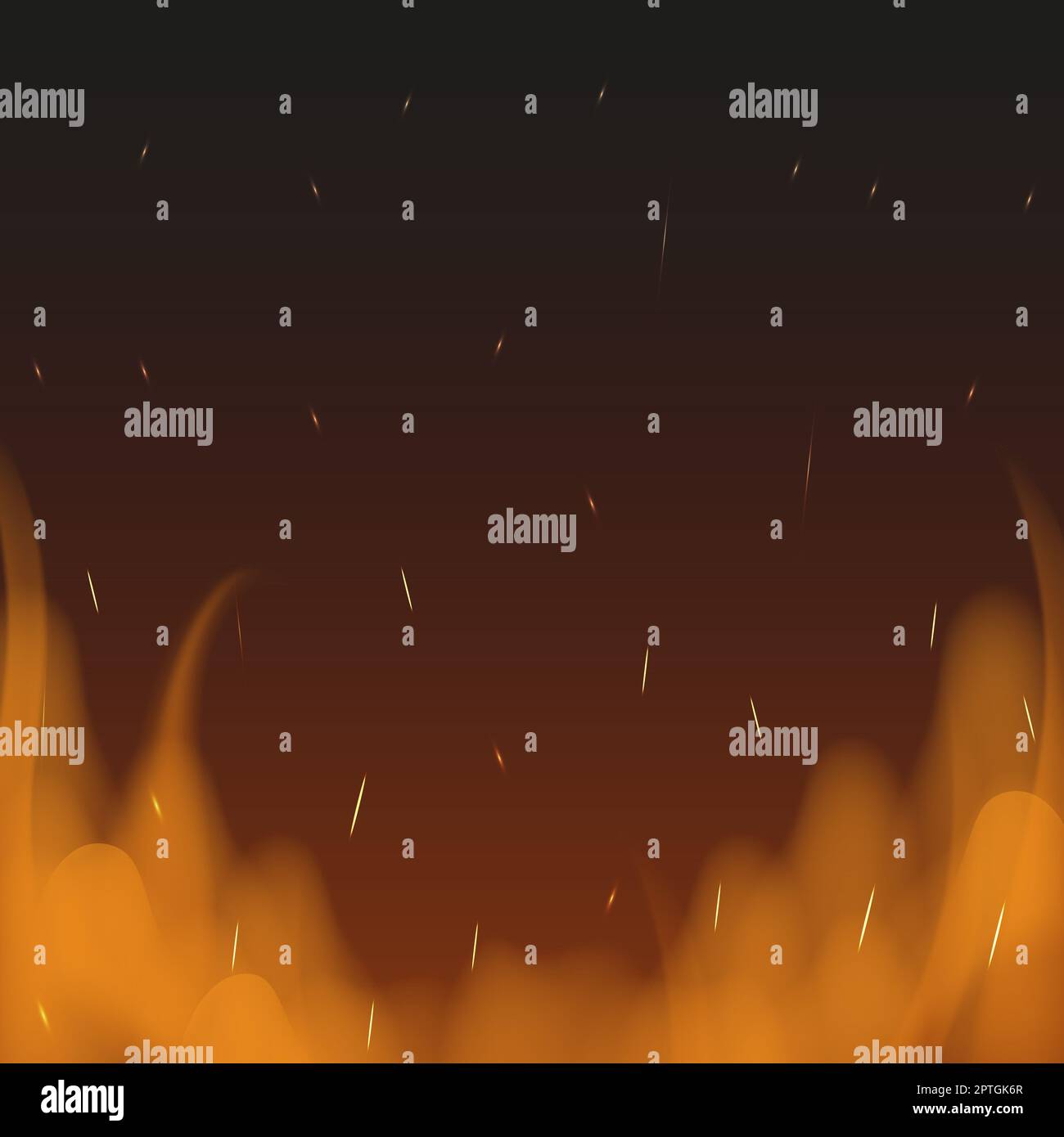 Realistic red-yellow fire on a dark background - Vector illustration ...