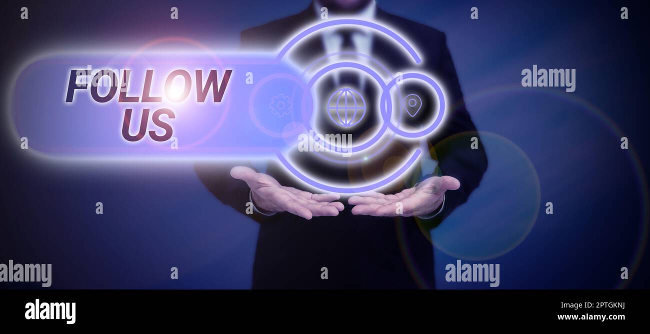 Text caption presenting Follow Us, Business idea To invite a person or ...