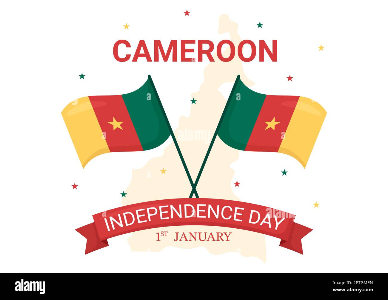 Happy Cameroon Independence Day on January 1st with Cameroonian Flag ...