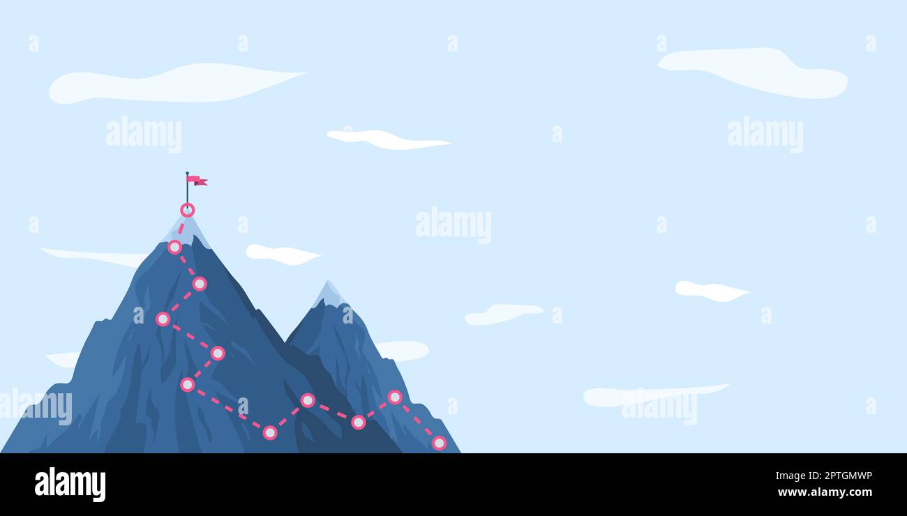 Man On A Mountain Drawing Proud Of His Climbing Success To The Clouds ...