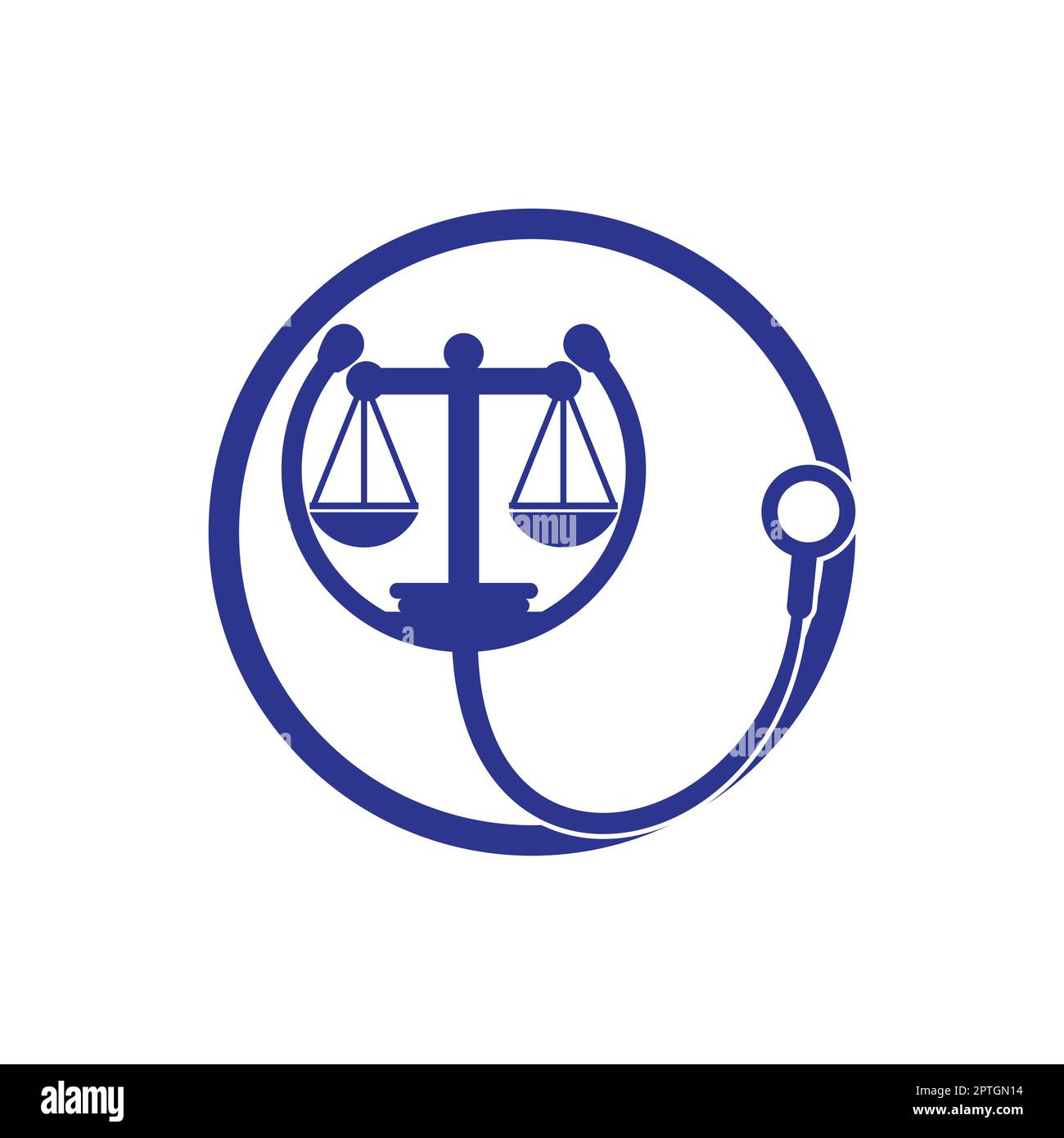 Medical law vector logo design template. Stethoscope with law scale ...