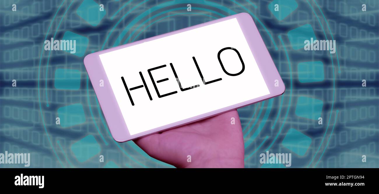 Sign displaying Hello, Business concept alteration of hallo which was ...