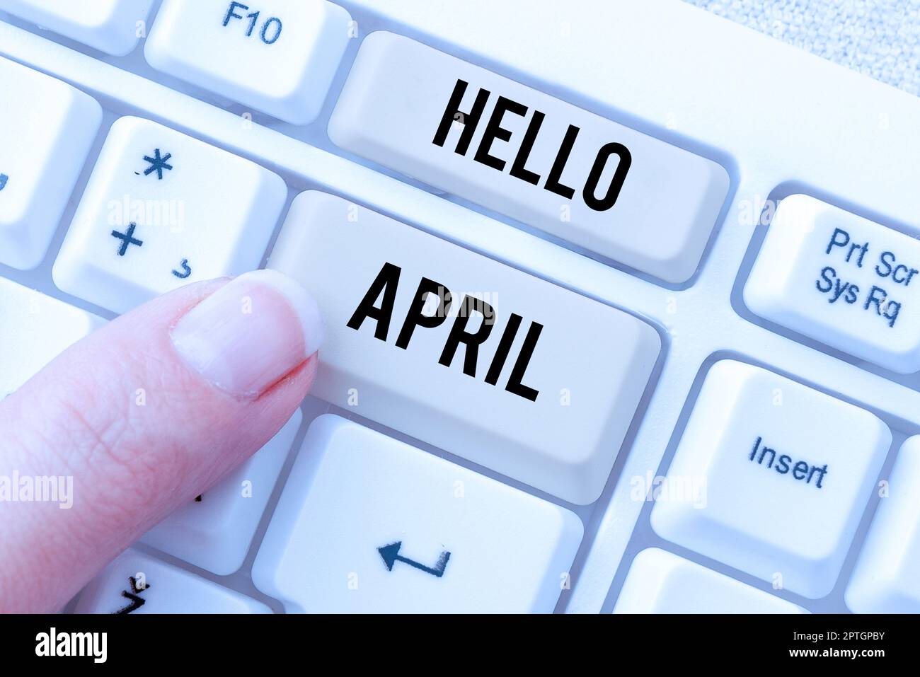 Writing displaying text Hello April, Word for a greeting expression ...