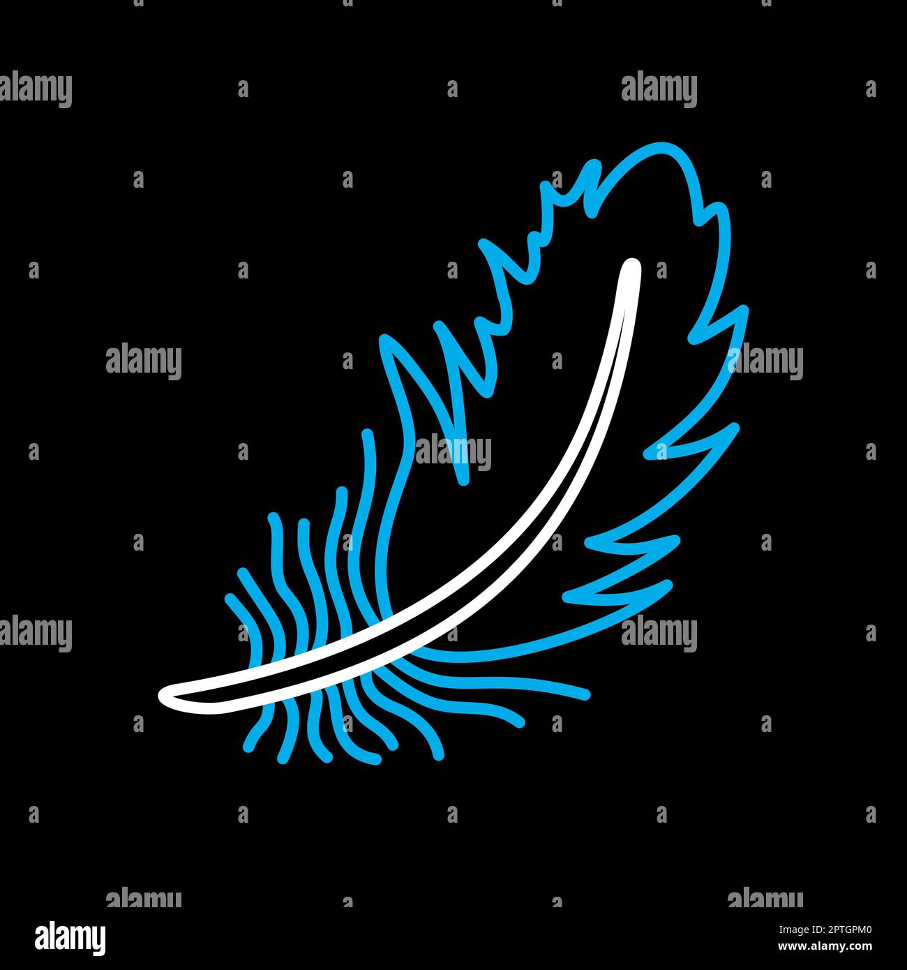 Feather isolated on dark background icon. Farm animal sign. Graph ...
