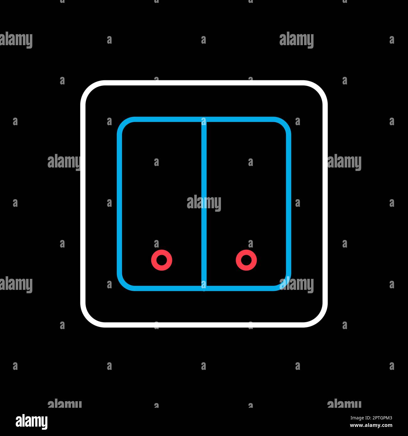 Electrical Switch two buttons on dark background icon. Construction ...