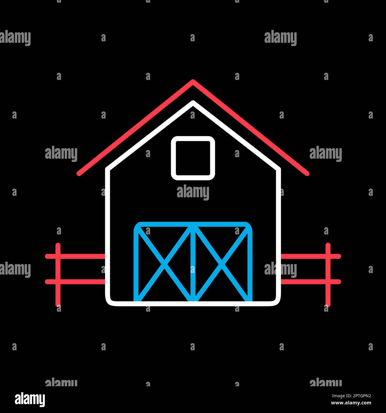 Barn isolated on dark background icon. Farm animal sign. Graph symbol ...