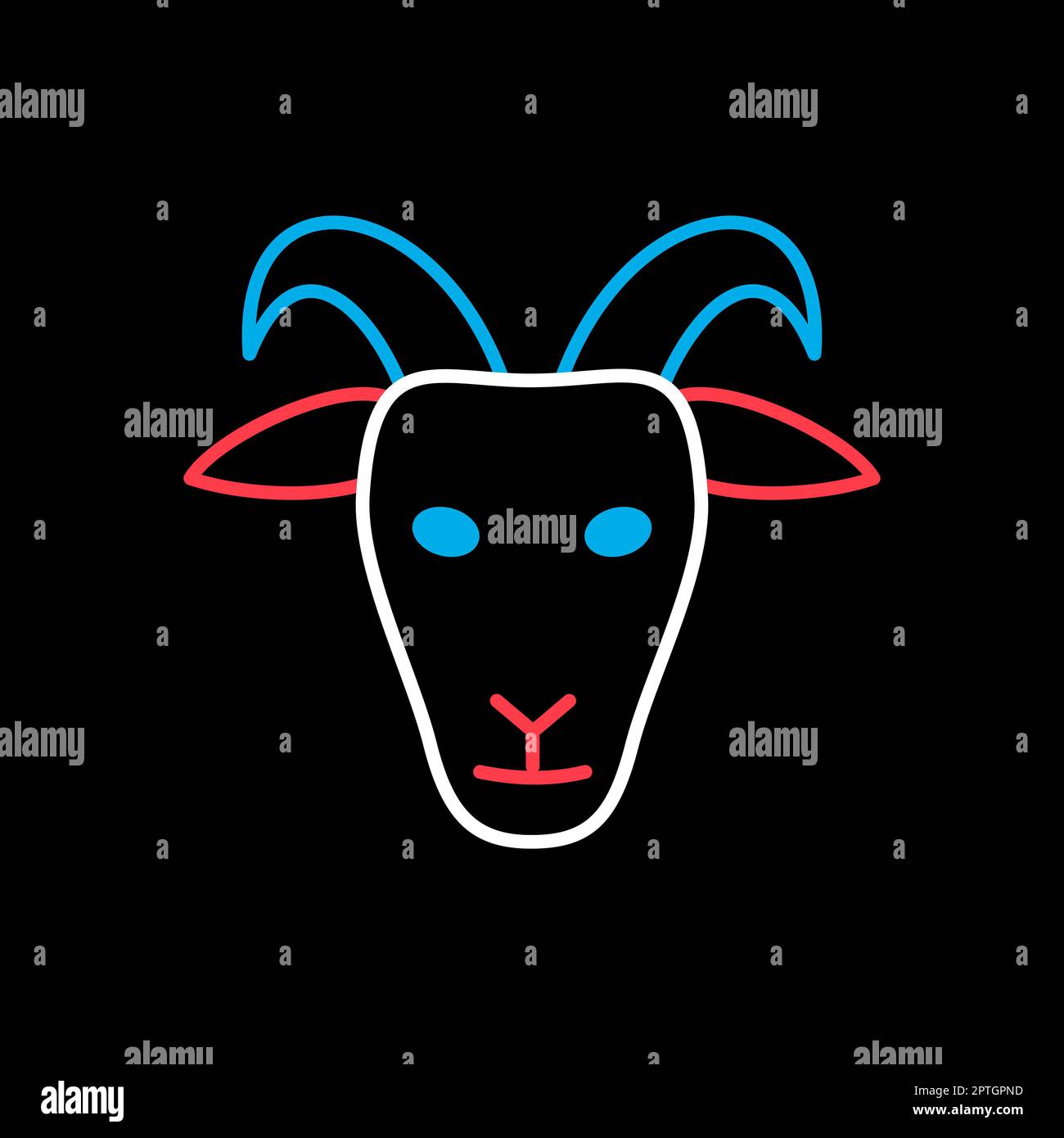 Goat isolated on dark background icon. Animal head. Farm sign. Graph ...