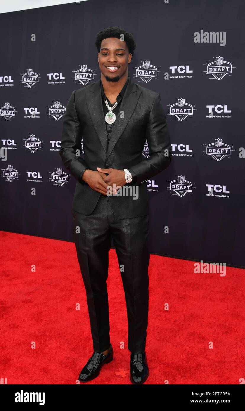Devon Witherspoon walks the red carpet of the 2023 NFL Draft at the ...