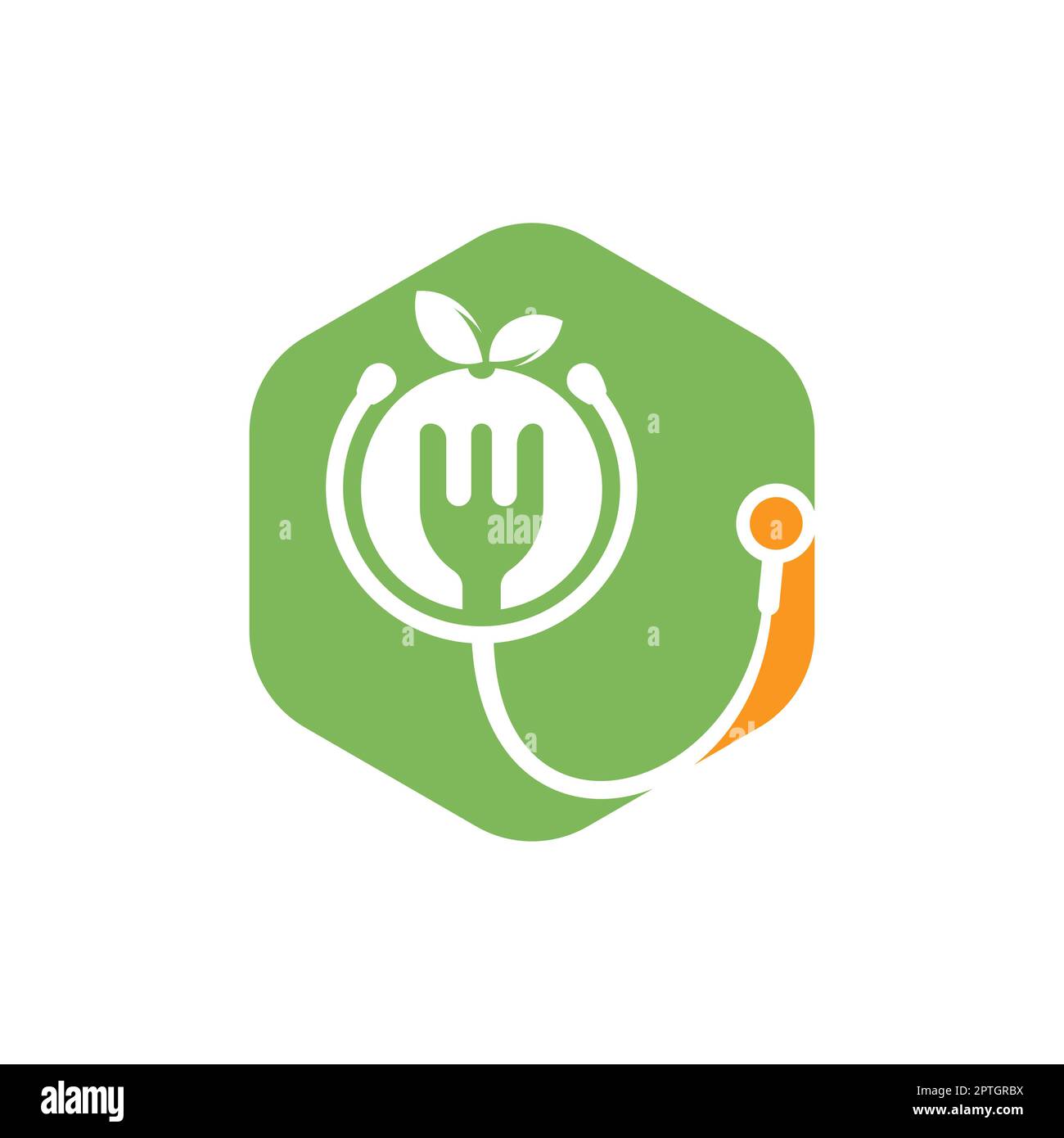 Medical food vector logo design template. Stethoscope and healthy food ...