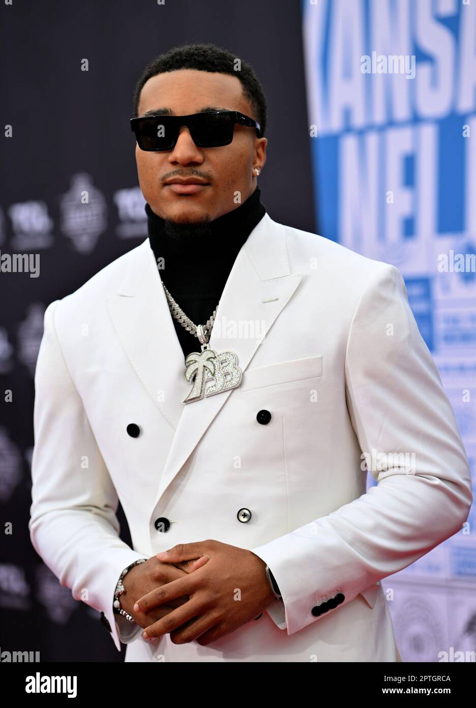 Brian Branch walks the red carpet of the 2023 NFL Draft at the National ...