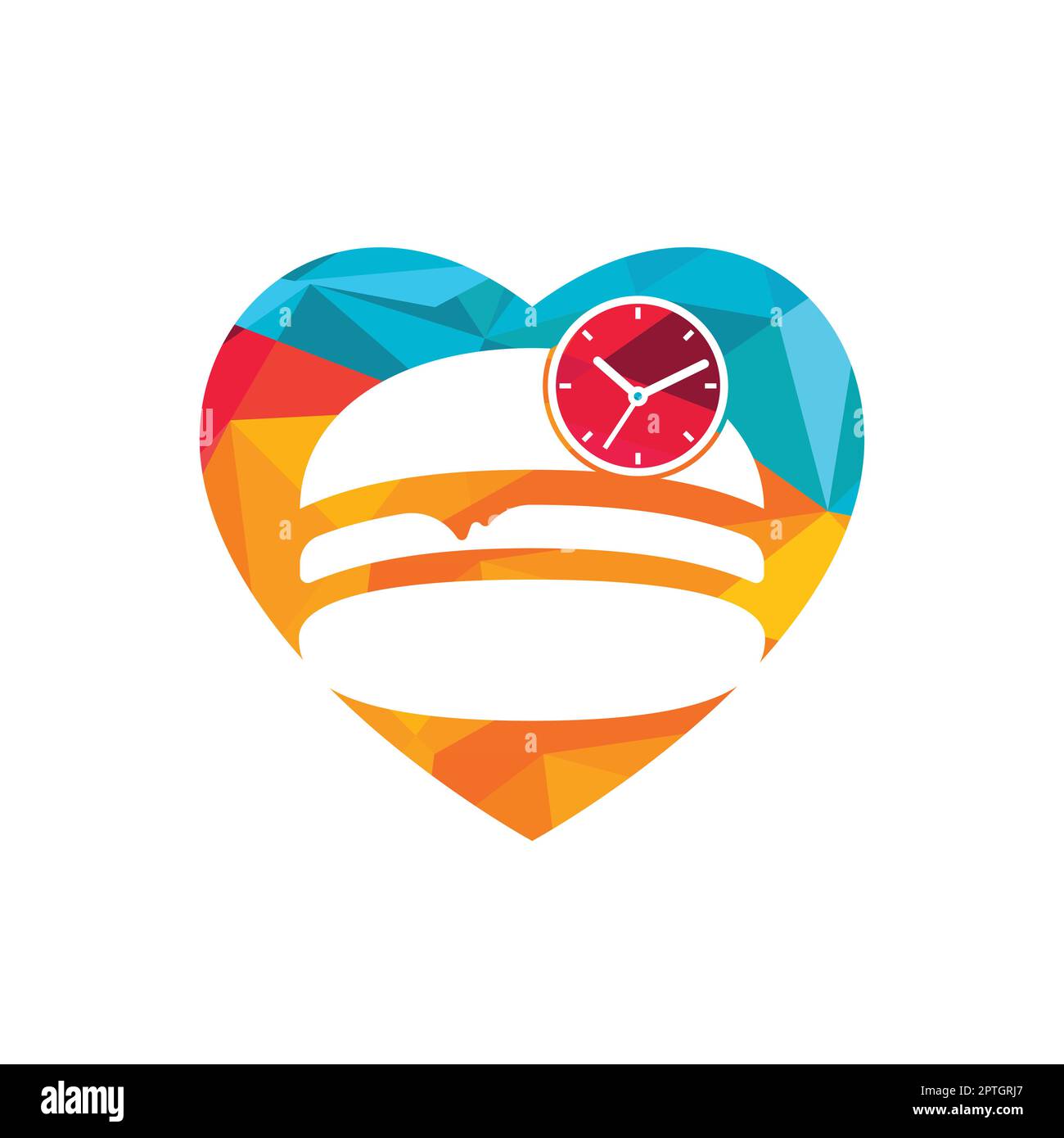Burger time vector logo design template. Big burger with clock icon ...
