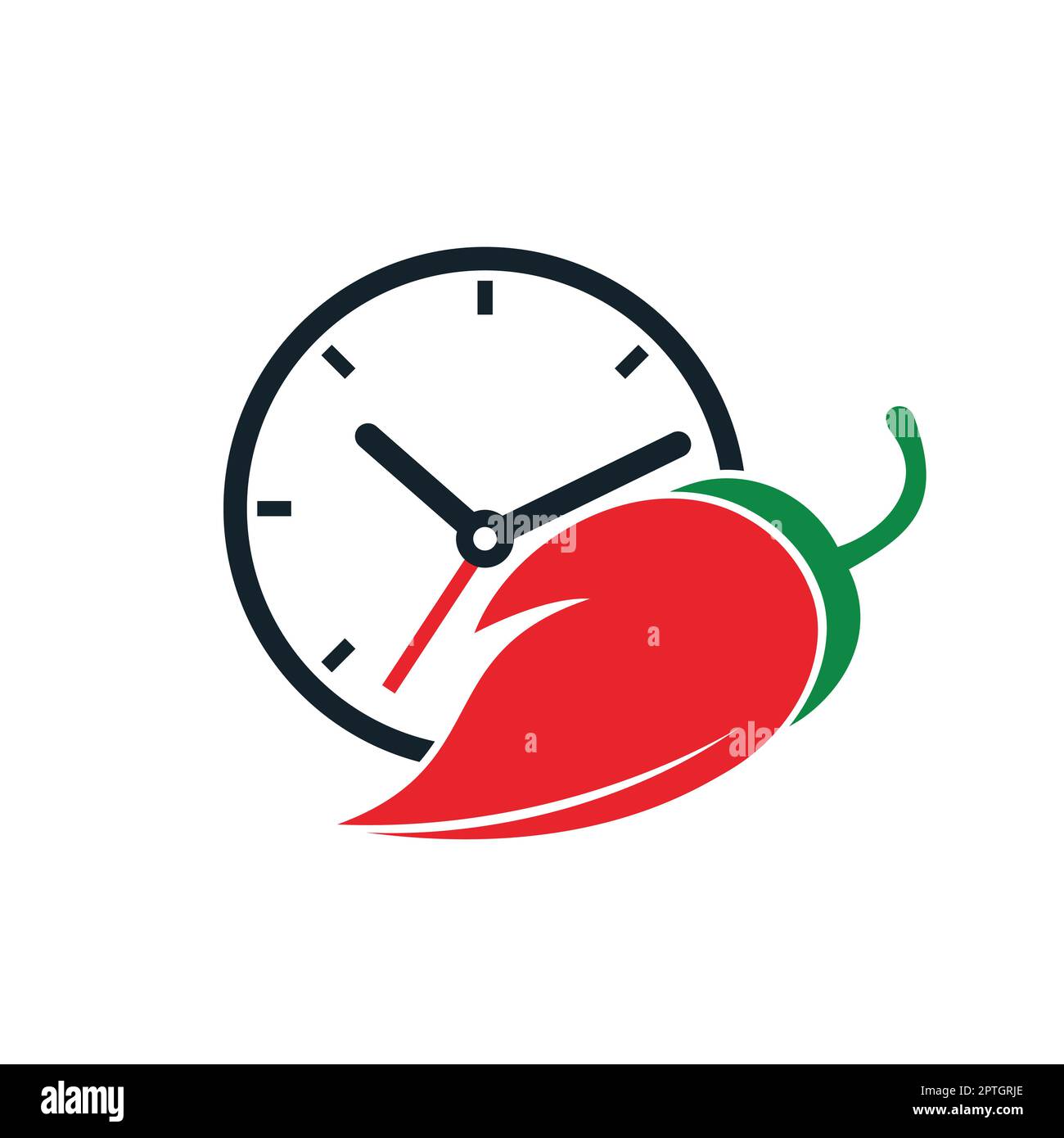 Spicy time vector logo design template. Chili with clock icon vector ...
