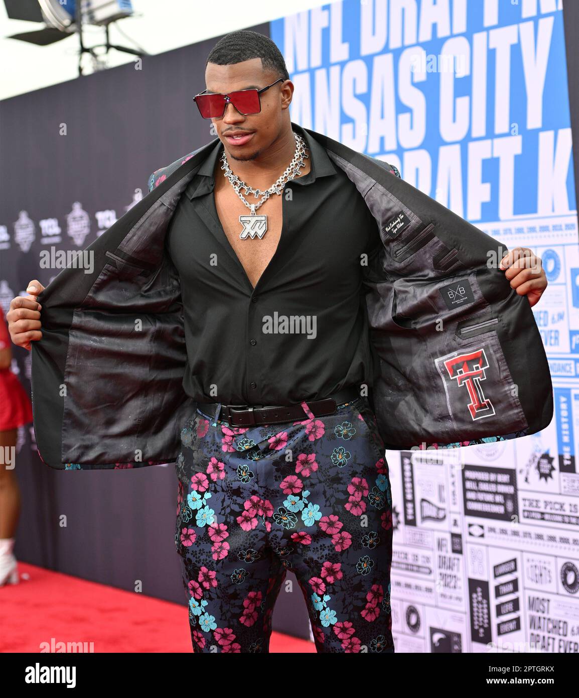 Tyree Wison walks the red carpet of the 2023 NFL Draft at the National ...
