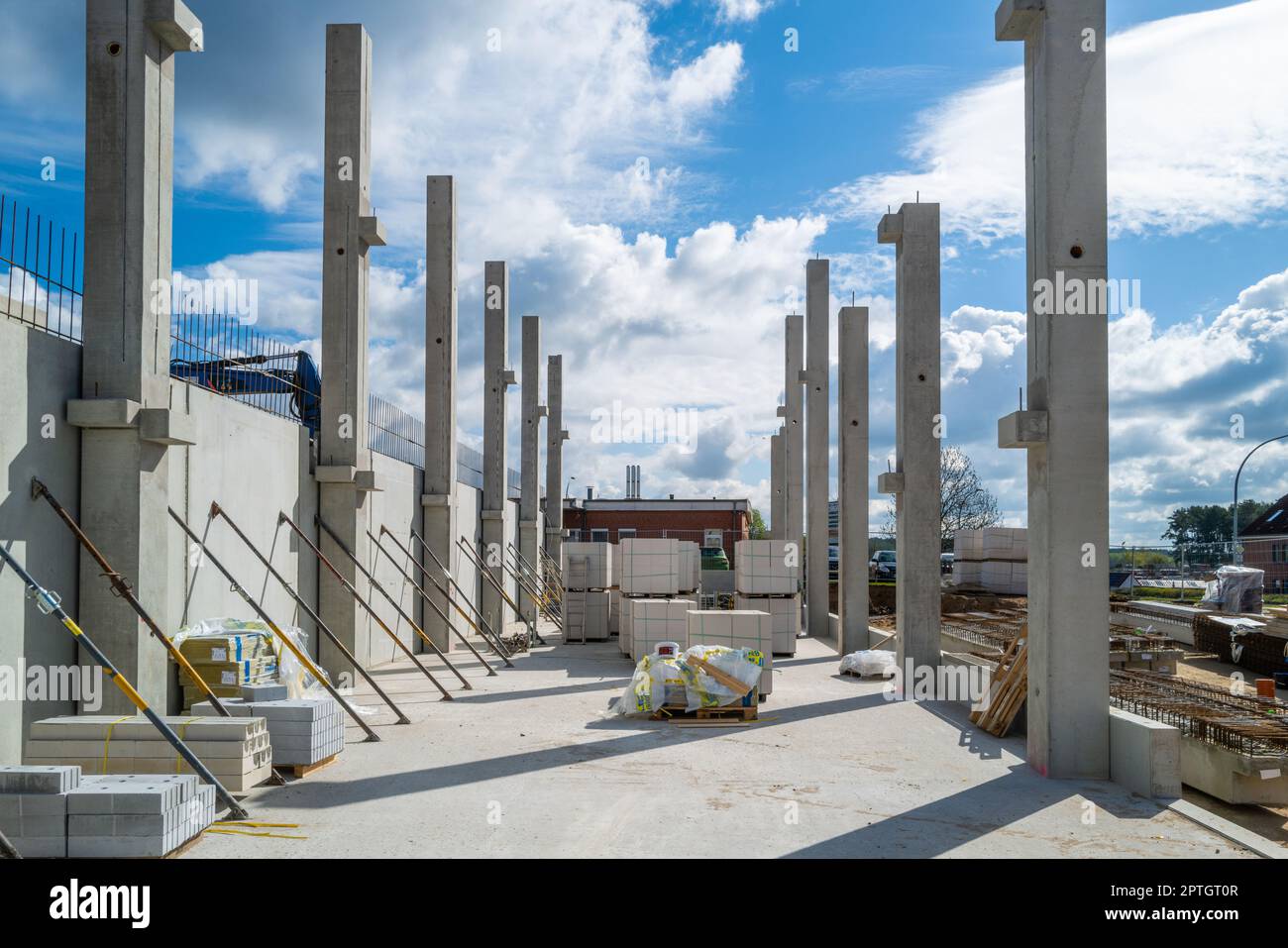 many concrete pillars for a factory building are erected on a construction site Stock Photo - Alamy
