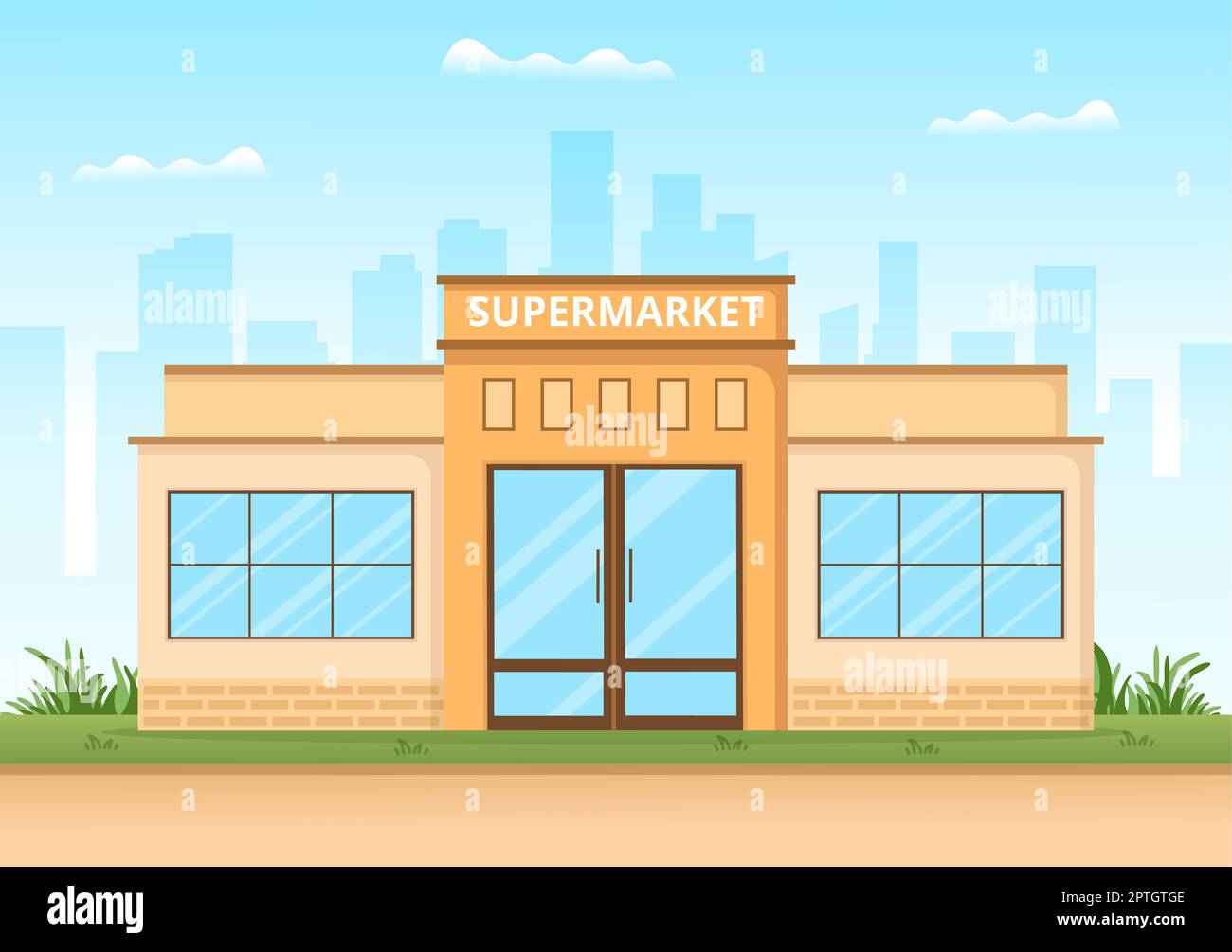 Grocery Store or Supermarket with Food Product Shelves, Racks Dairy ...