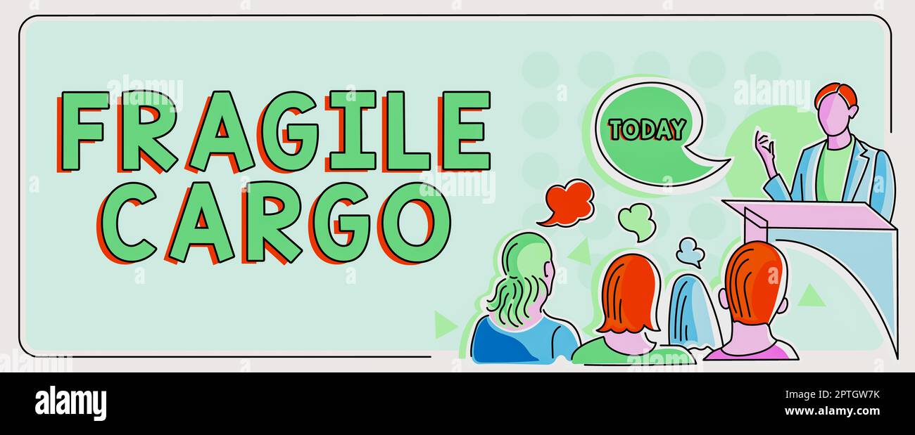 Text Sign Showing Fragile Cargo Word Written On Breakable Handle With