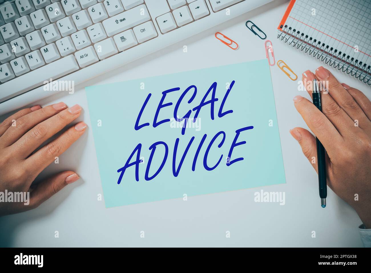 Sign displaying Legal Advice, Word Written on Lawyer opinion about law ...
