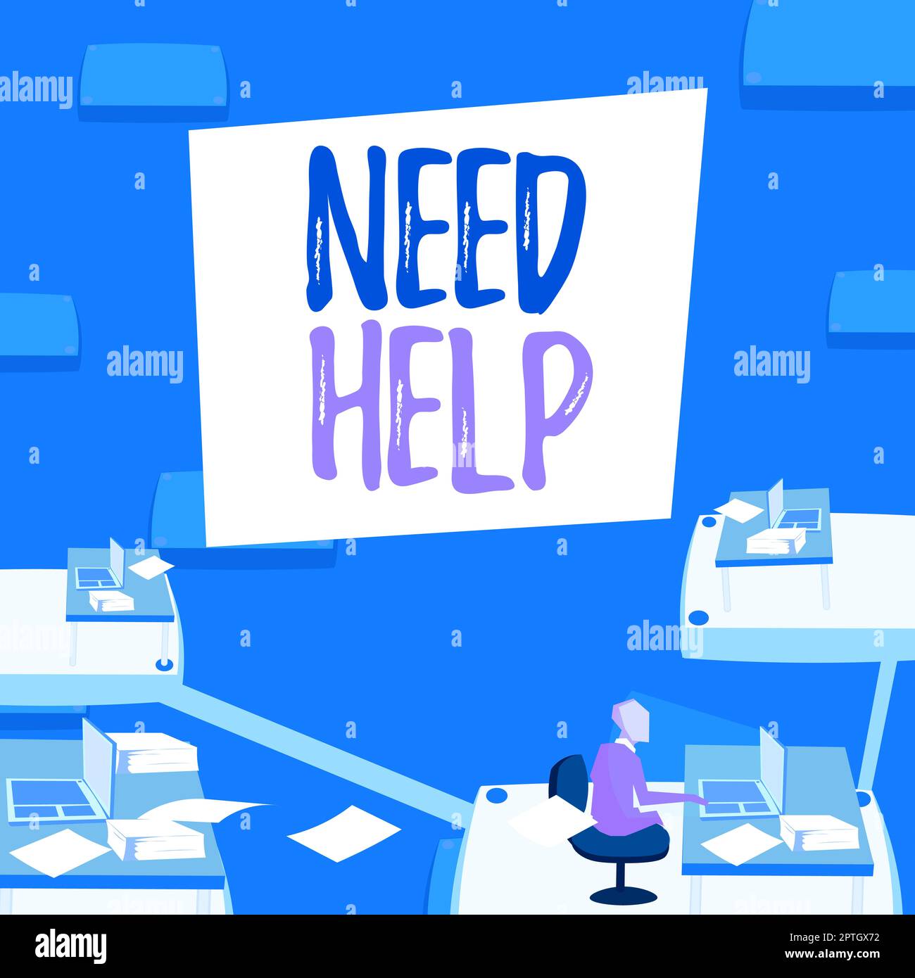 Sign displaying Need Help, Business showcase When someone is under ...