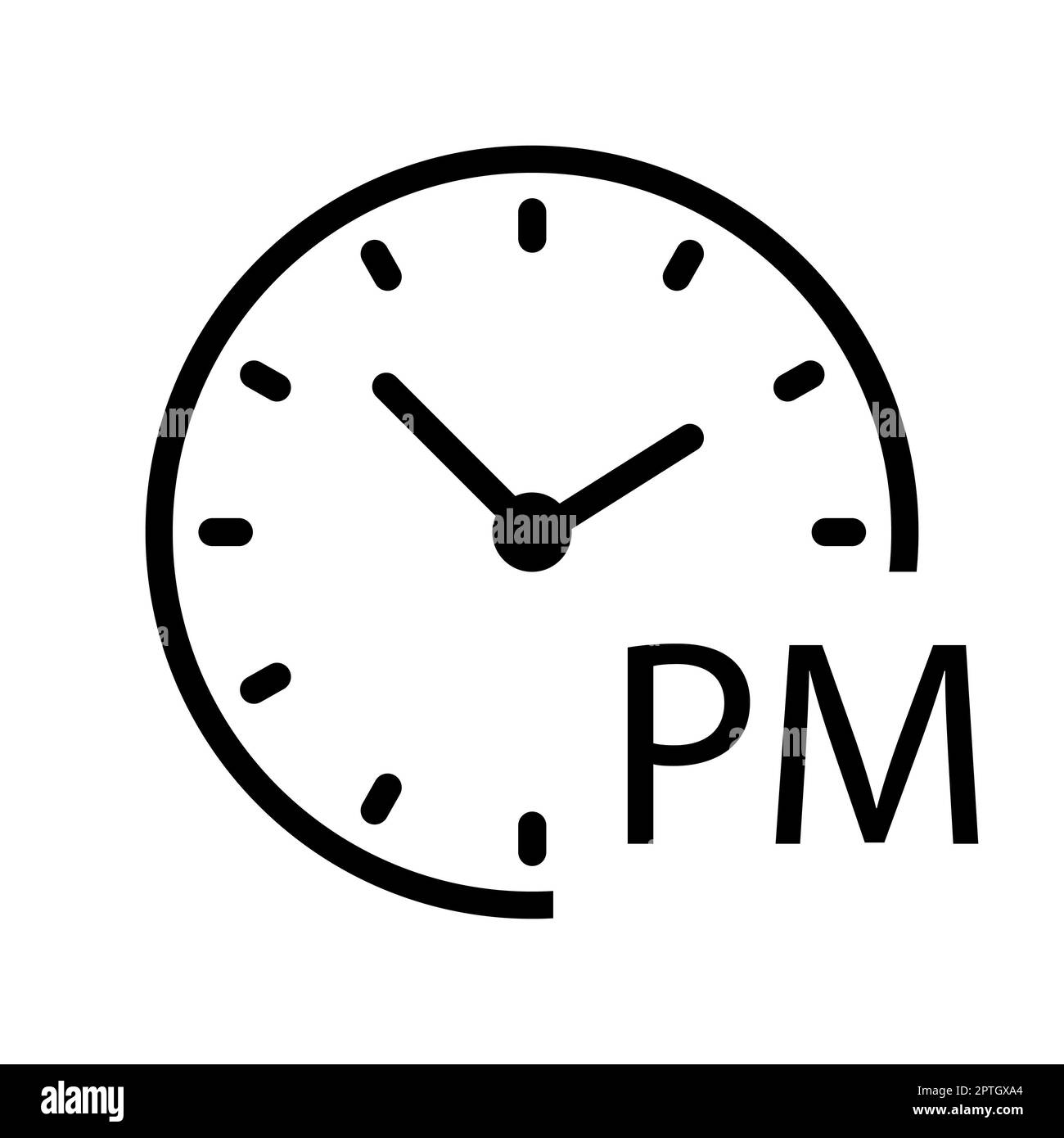 Round clock, white transparent clock face circle arrows icon, PM time ...