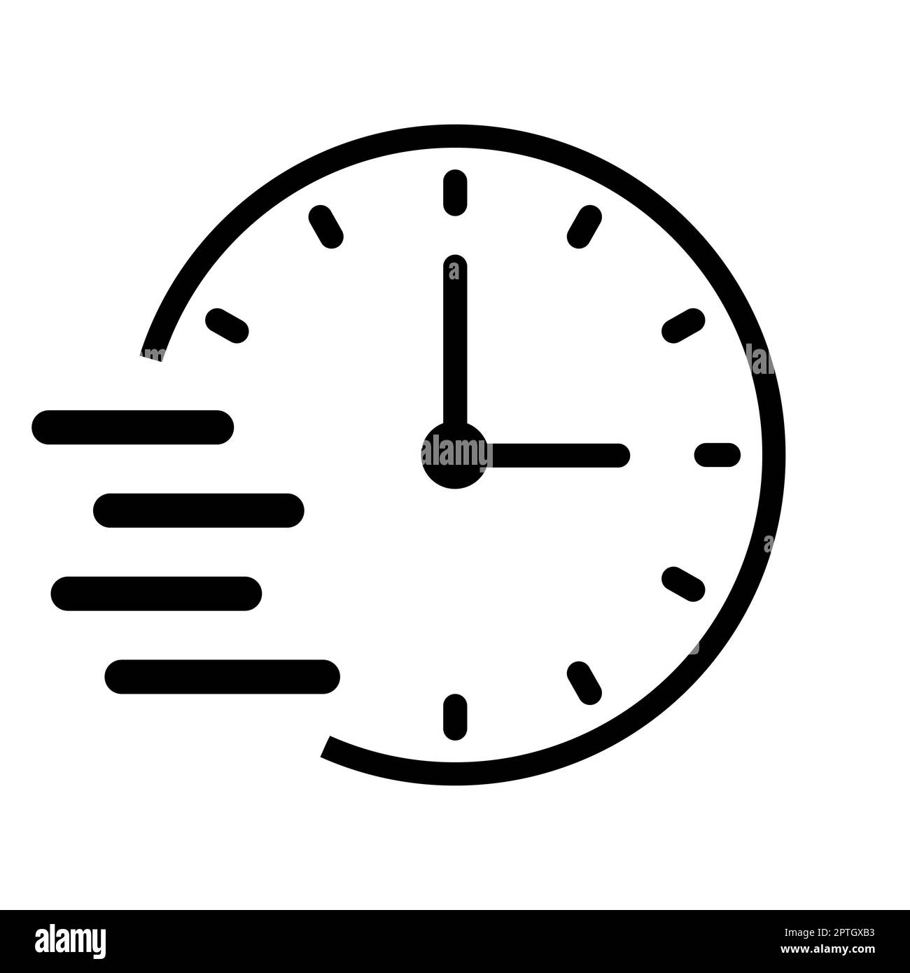 Fast flying time, round clock icon, white transparent clock face arrow ...