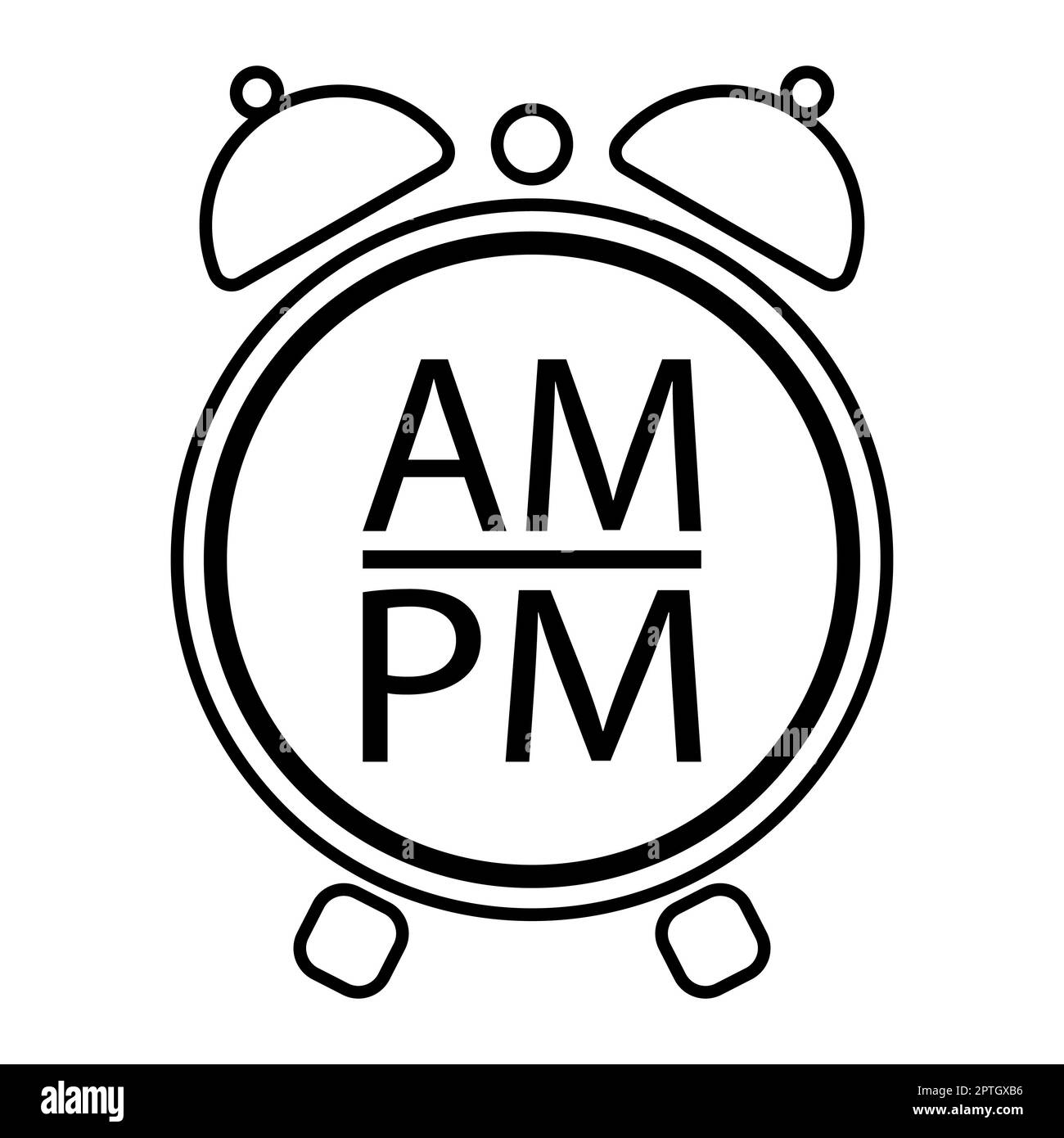 Round alarm clock, white transparent dial arrow icon round AM and PM ...