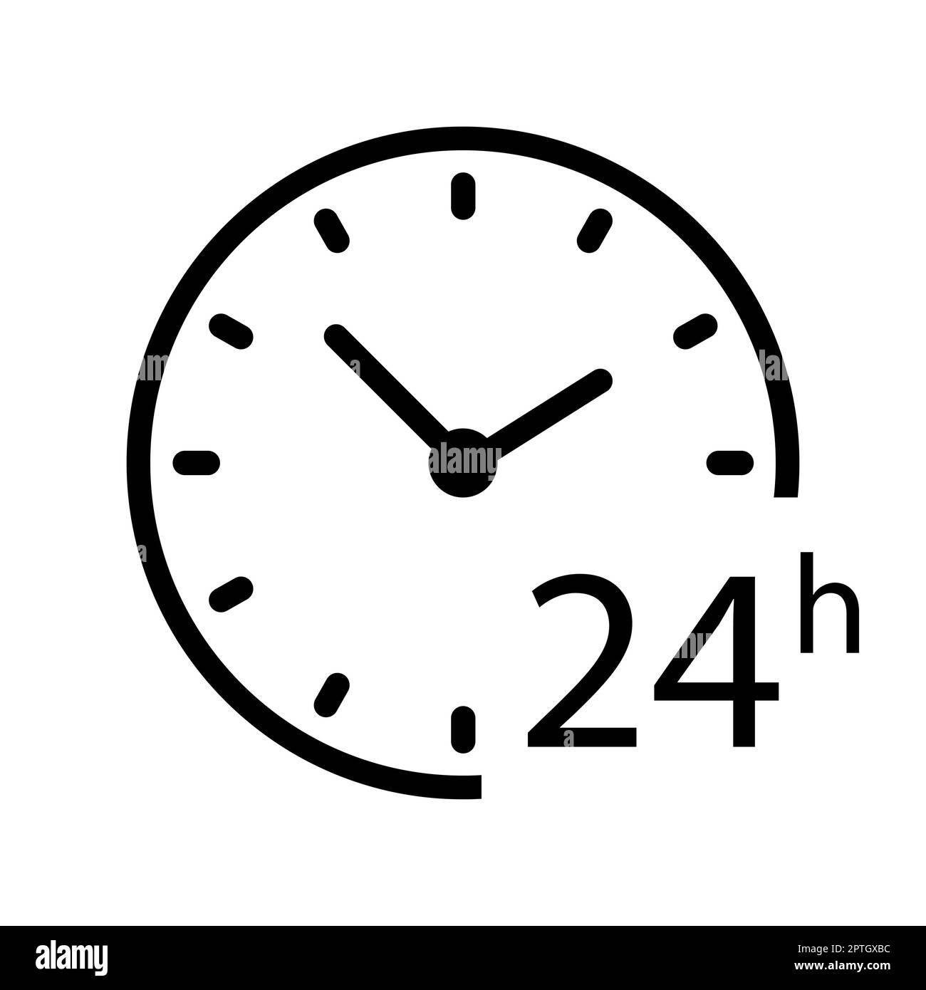 Round clock, white transparent clock face circle arrow icon 24 hours ...