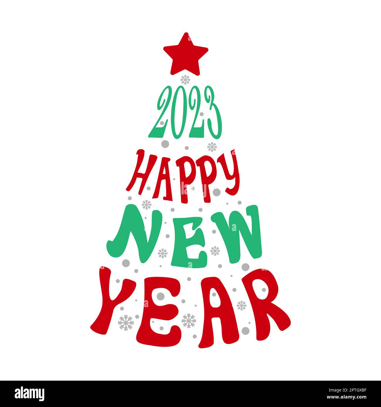 Christmas tree written with text consisting of holiday words 2023 year ...