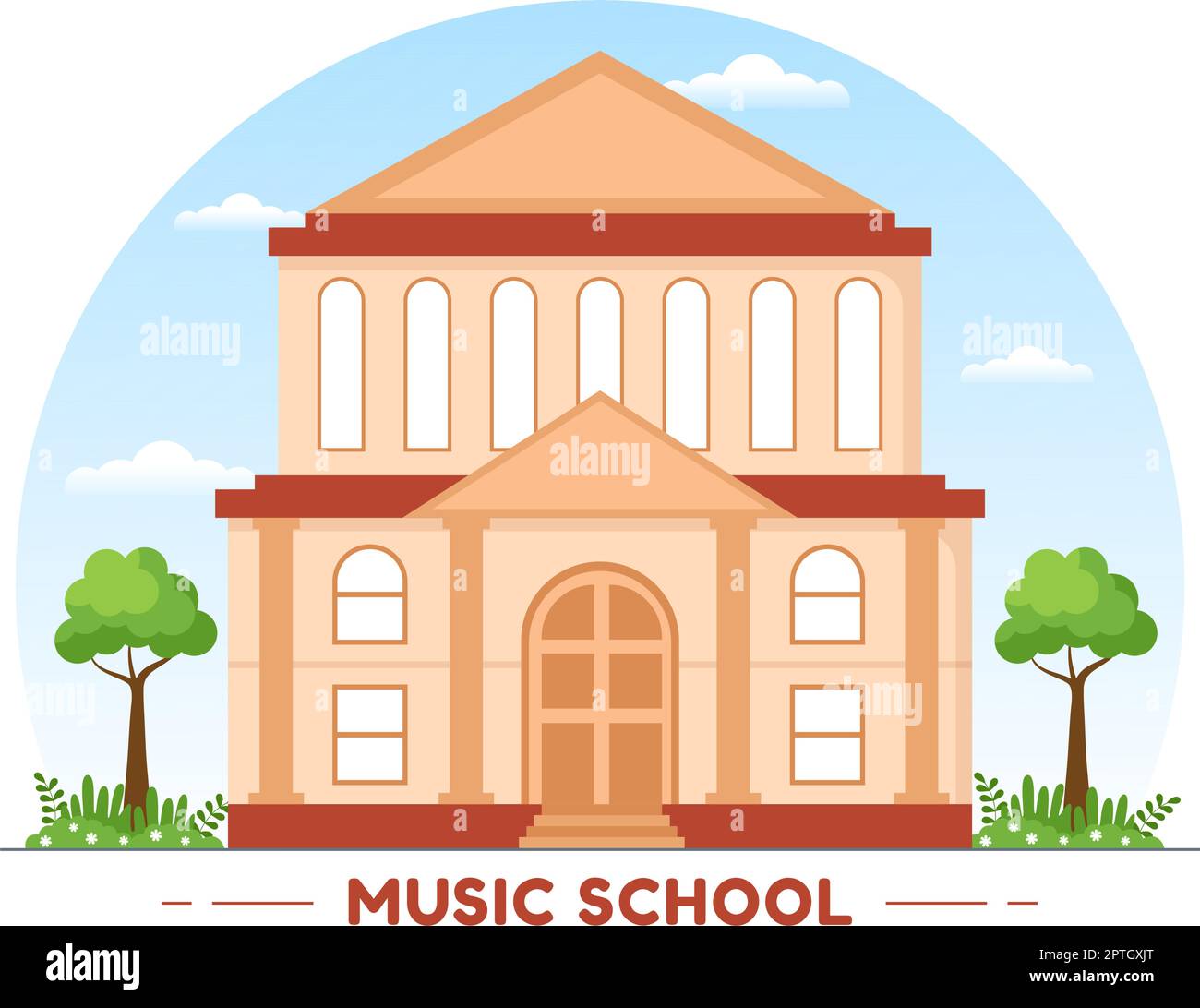 Music School Template In Hand Drawn Cartoon Flat Illustration Playing ...
