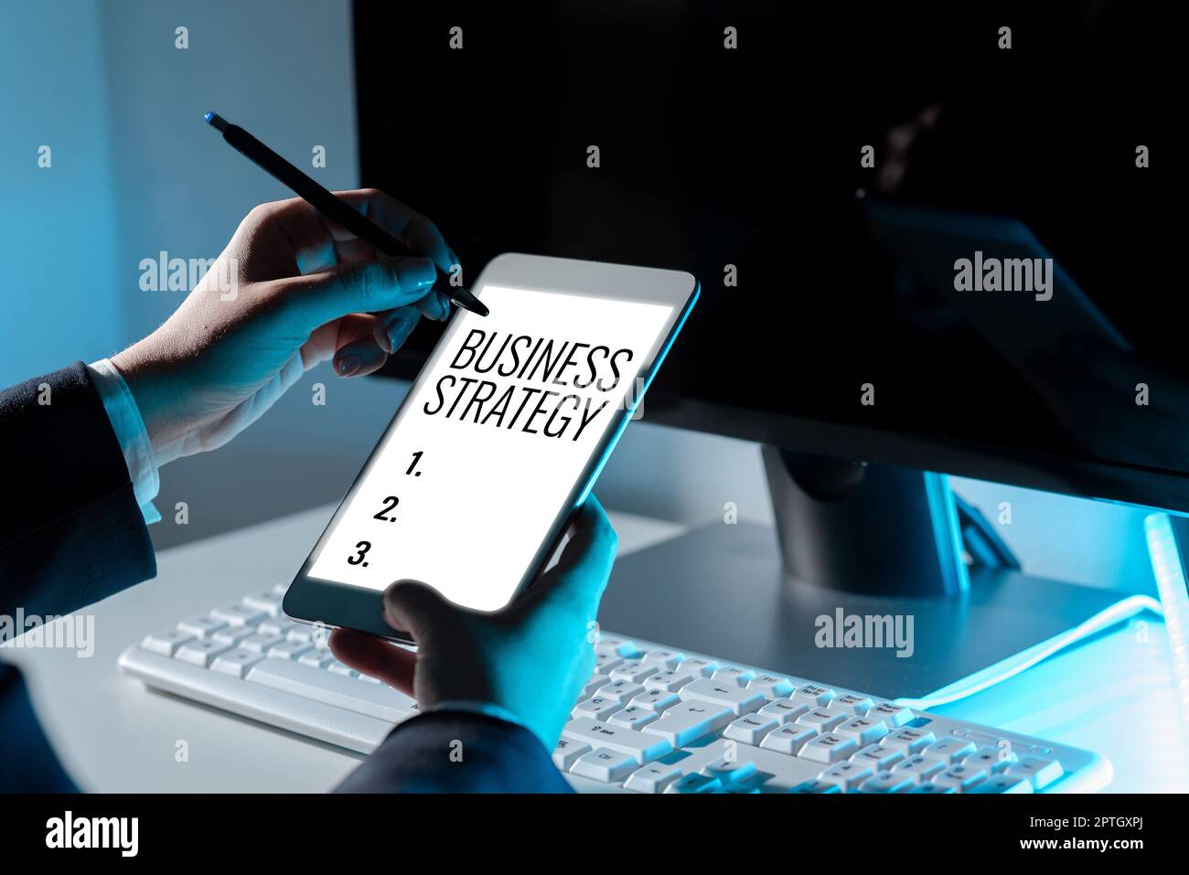 Conceptual caption Business StrategyManagement game plan to achieve ...