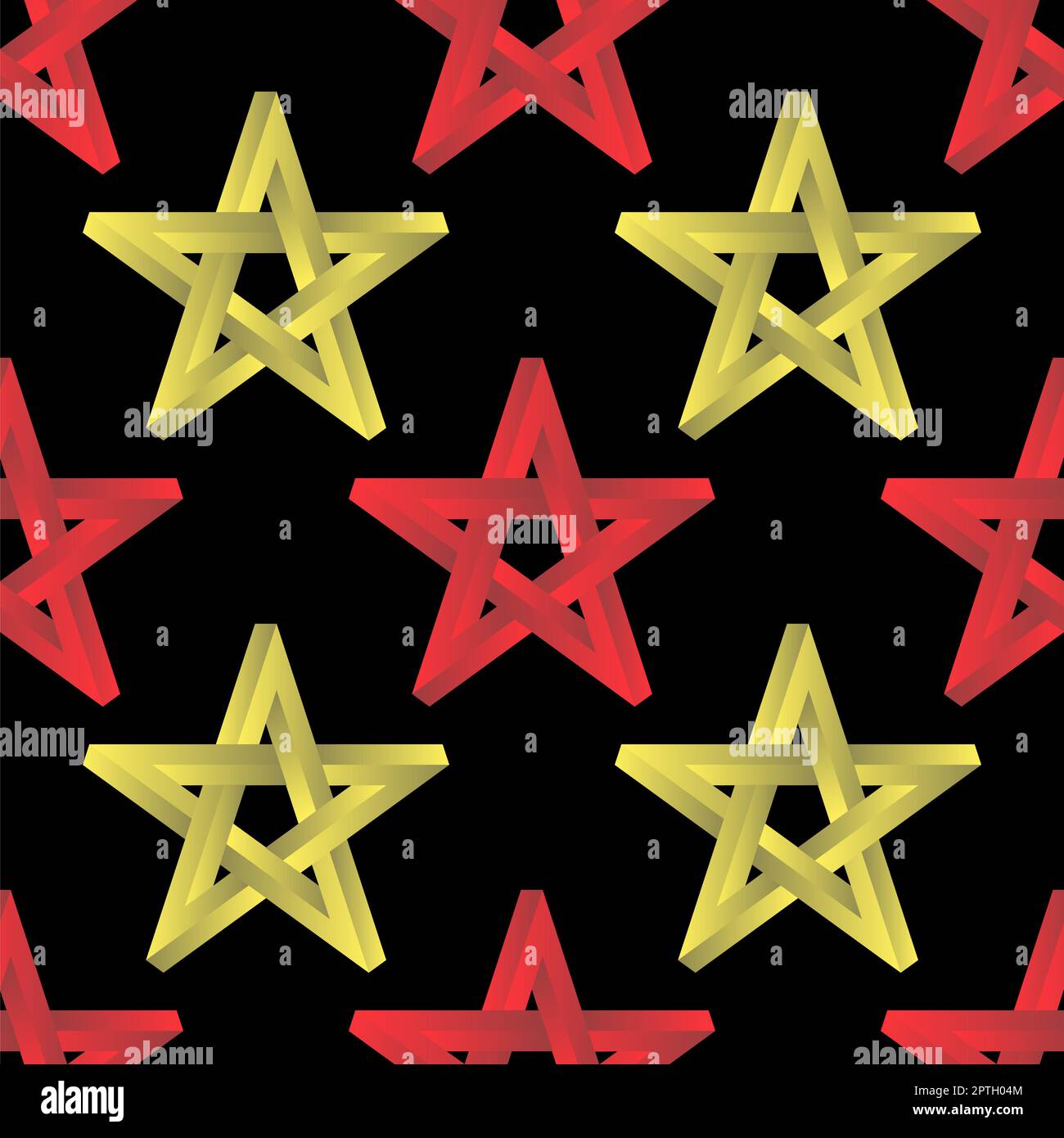 Pentagram sign five pointed star seamless pattern. Magical symbol of ...