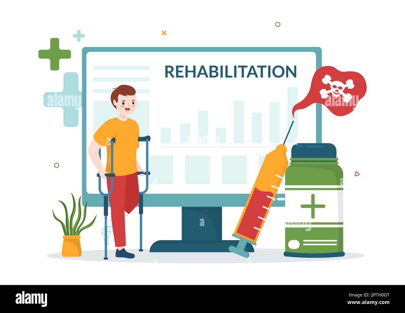Rehabilitation Flat Cartoon Hand Drawn Templates Illustration with ...