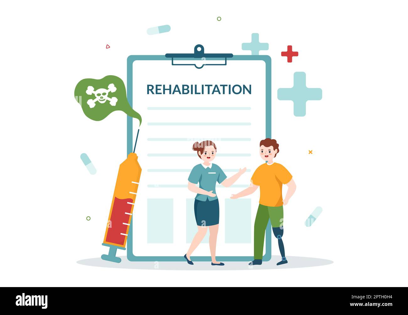 Rehabilitation Flat Cartoon Hand Drawn Templates Illustration with ...