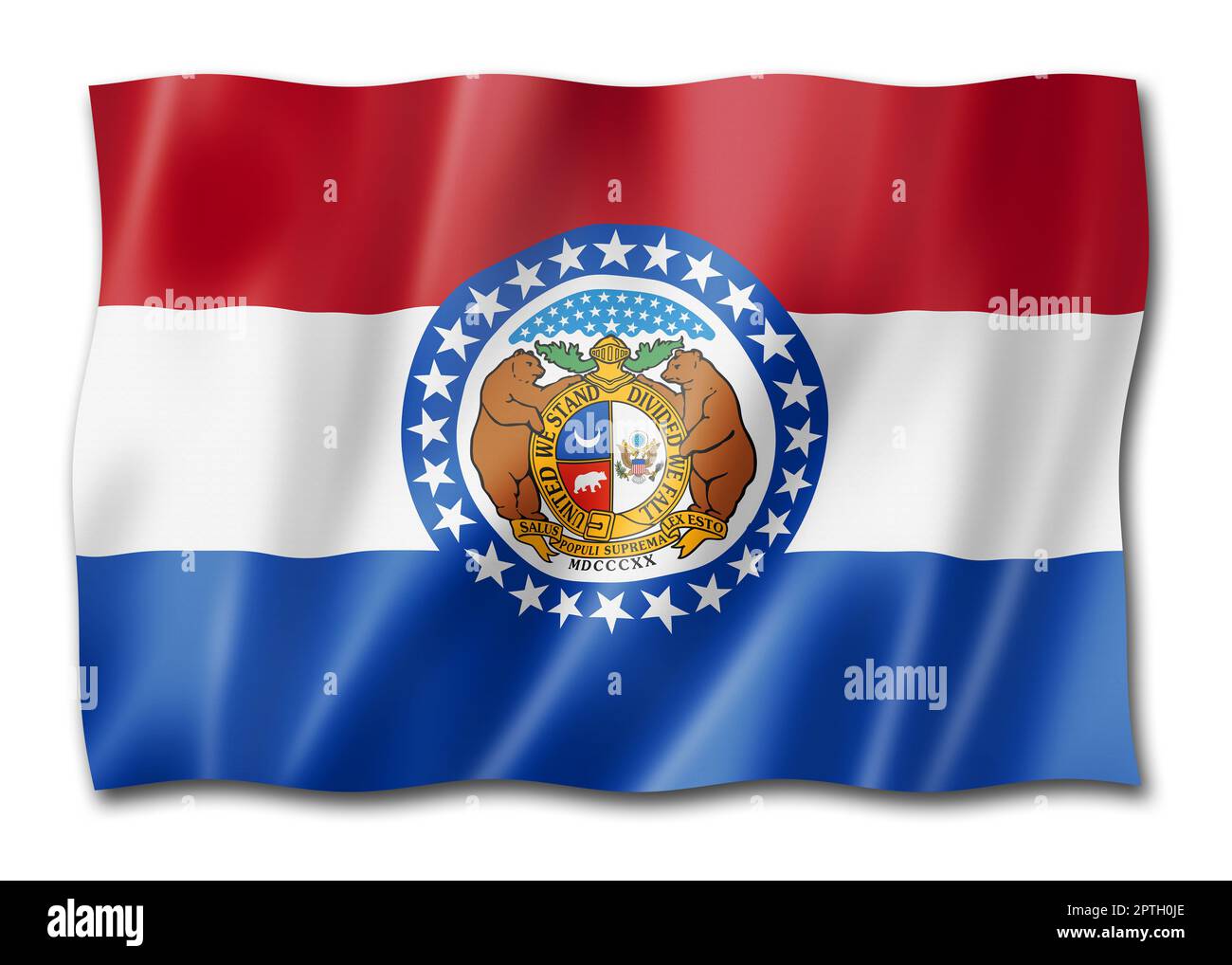 Missouri flag, united states waving banner collection. 3D illustration ...